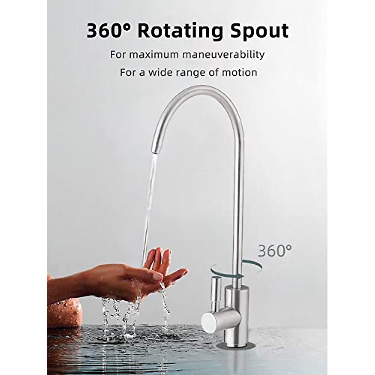 Drinking Water Faucet,Lead-Free Sink Water Filter Faucet,Reverse Osmosis Faucet for Kitchen Bar Sink,Brushed Nickel SUS304 Stainless Steel