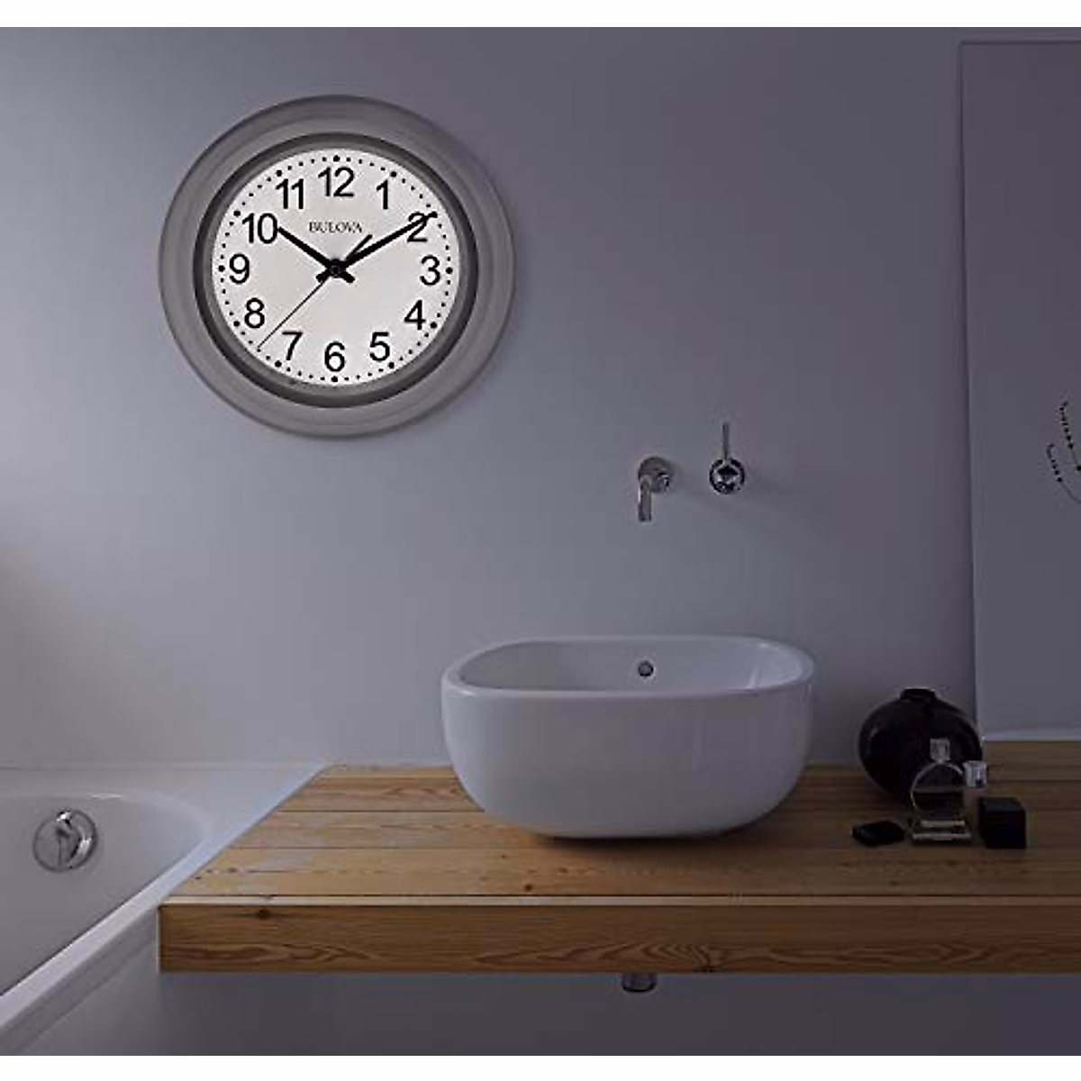 Bulova C4865 Night Vision Lighted Dial Wall Clock, 10", White