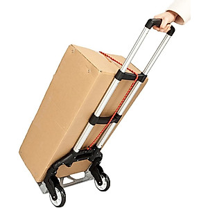 CooTool Folding Hand Truck Aluminum Portable Folding Hand Cart 200lbs Capacity Hand Cart and Dolly Ideal for Home, Auto, Office,Travel Use,Black