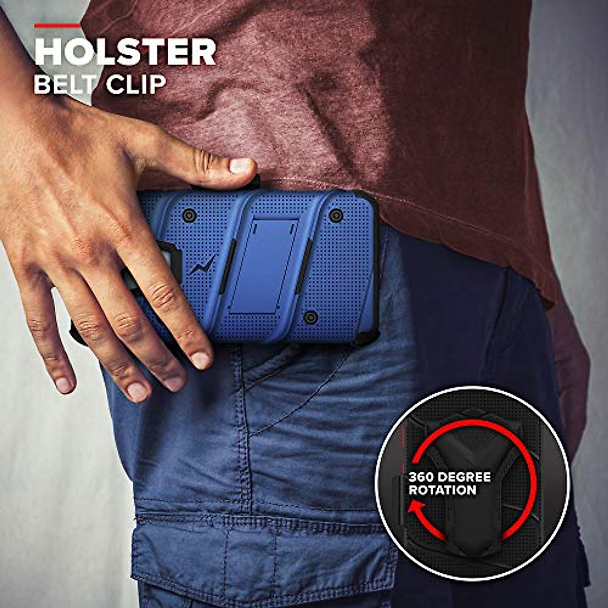 ZIZO Bolt Series for LG K51 / LG Reflect Case with Screen Protector Kickstand Holster Lanyard - Blue & Black