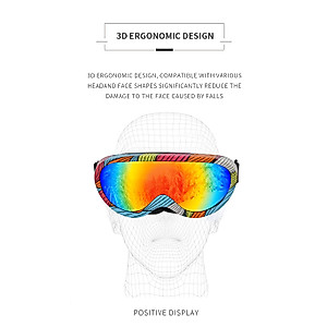 DPLUS Ski Goggles Snow Snowboard Snowmobile Men Women Youth Kids Anti Fog Winter Sports Snowboarding Skiing Goggles (PRINTING)
