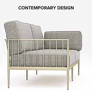 ZINUS Janelle Gold Metal Loveseat / Steel Framework with Upholstered Cushions / Easy Assembly