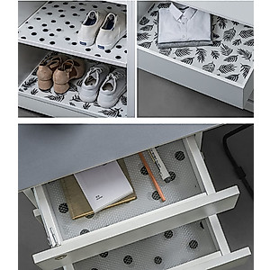 Waterproof Shelf Liner Cover Non Slip Non Adhesive Flower Printed Cabinets Liners for Kitchen Drawer Refrigerator 2 Rolls (12 * 94.5 inch) (Forest)