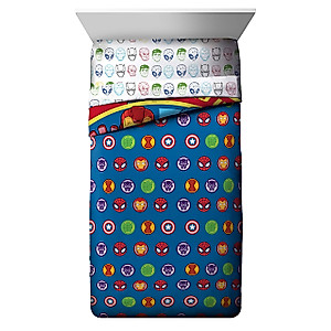 Jay Franco Marvel Super Hero Adventures Double Team 4 Piece Toddler Bed Set Super Soft Microfiber Bed Set-Bedding Features Captain America,Spiderman, Iron Man & Black Panther Official Marvel Product