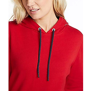 Nautica Women's Classic Supersoft 100% Cotton Pullover Hoodie, Red, Medium