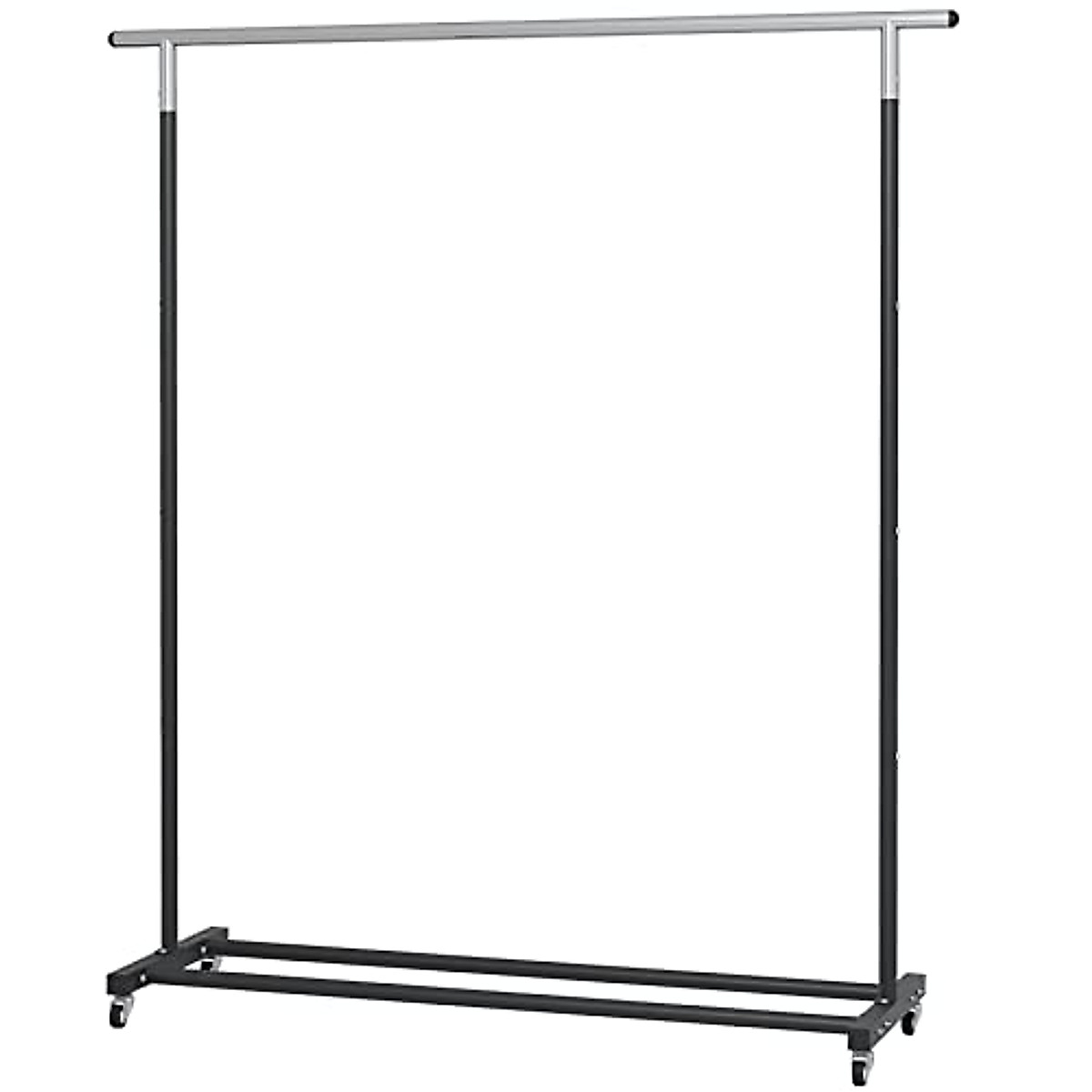 Buzowruil Clothing Rack Clothes Rack Standard Rod Simple Rolling Metal Garment Rack Organizer Freestanding Hanger with Wheels,Black with Silver
