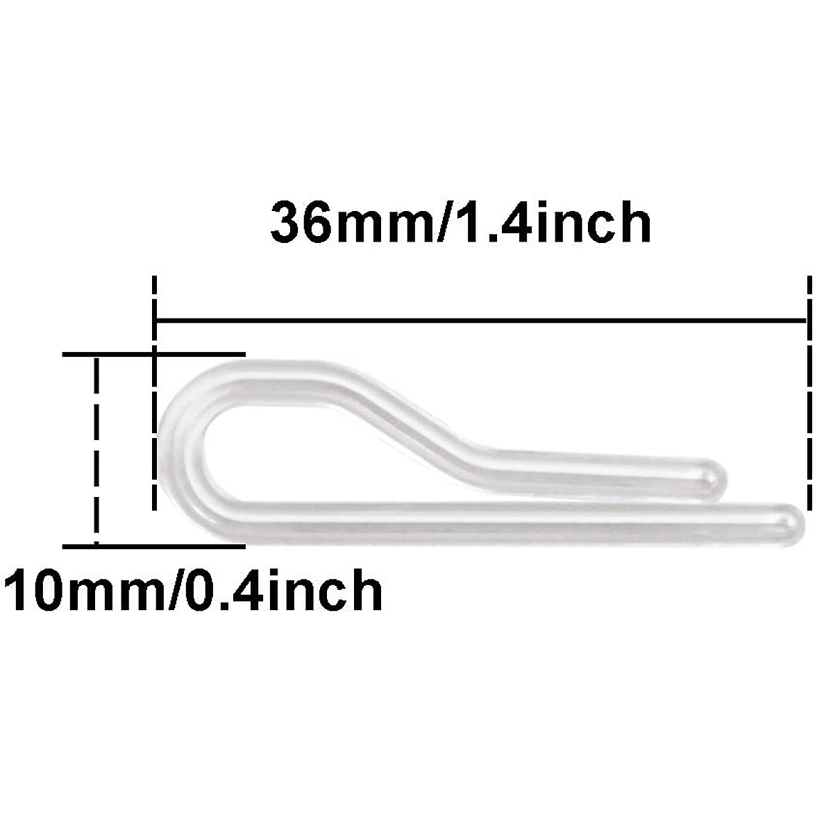 MEETOOT 300pcs Transparent Plastic Alligator Clip 35.5mm Shirt Fixing Packing Clip U Shape Plastic Clothespins for Ties Socks Pants Shirts