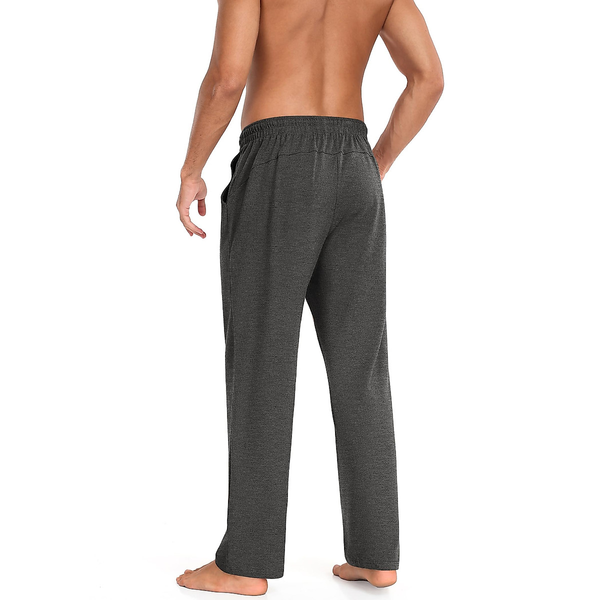 COOFANDY Men's Cotton Sweatpants Casual Loose Fit Drawstring Pants with Pockets Dark Heather Grey