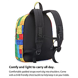 HotStyle TRENDYMAX Little Kids Backpack with Chest Strap, Cute for Preschool Kindergarten Girls Boys, Colorful Blocks