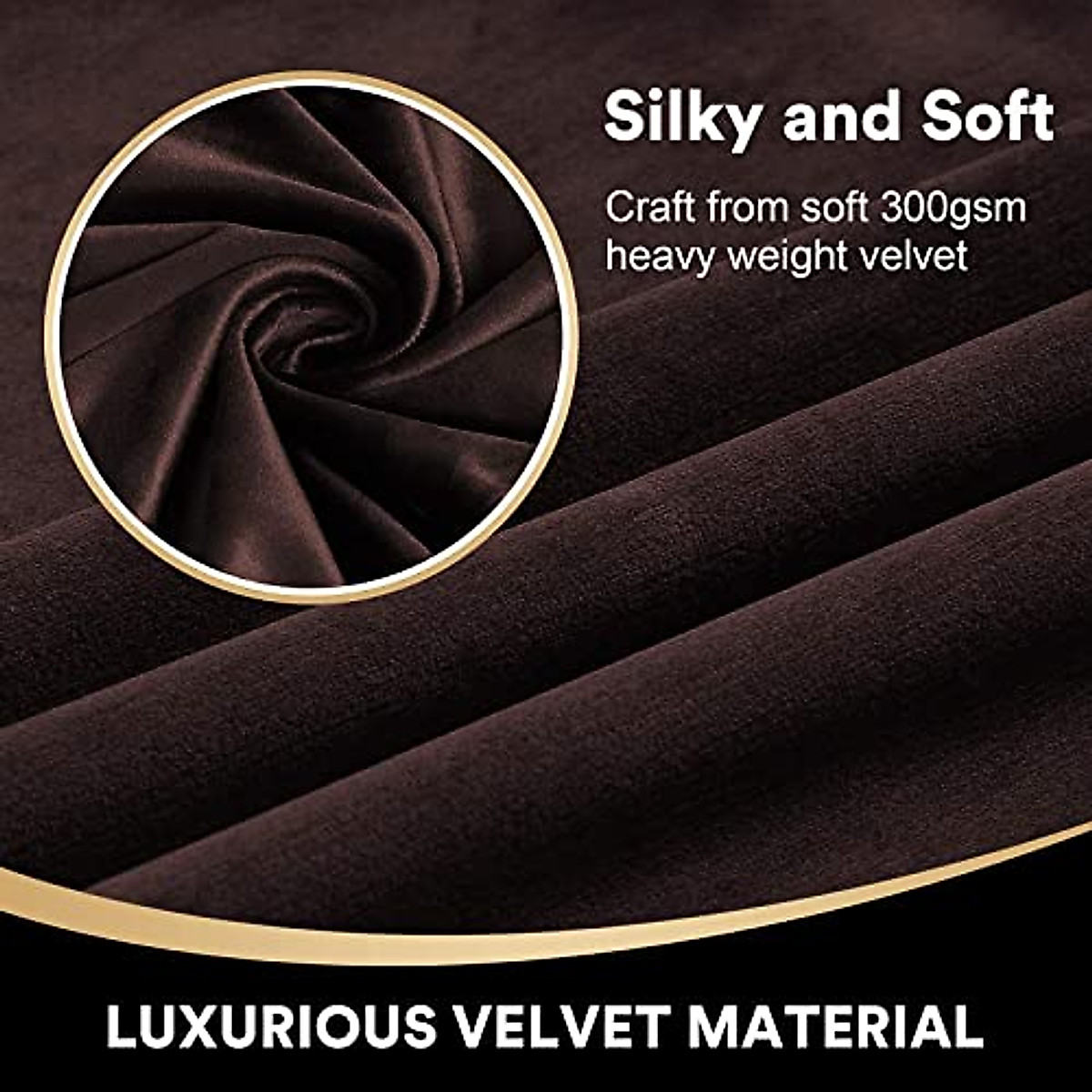 Brown Velvet Curtains Blackout - 95 inch Length Curtains for Living Room Soft Velvet Fabric Thermal Insulated Rod Pocket Window Treatment Set for Bedroom,W52 x L95,Brown, 2 Panels