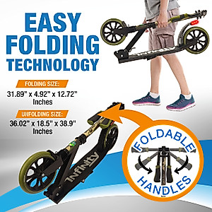 SereneLife Lightweight and Foldable Kick Scooter Comfortable T-Bar Handlebar, Adjustable Scooter for Teens and Adult, Alloy Deck with High Impact Wheels, Durable ABEC-7 Bearings, Camo