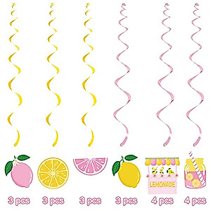 20Pcs Lemon Hanging Swirl Decorations, Citrus Lemonade Party Hanging Decor for Lemonade Baby Shower, Citrus Lime Birthday Party, Summer Fruit Party Decor, Celling, Home, Office Decor