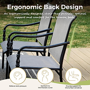 MIXPATIO 7 Pieces Patio Dining Set, Patio Dining Set for 6, 6 x Textilene Dining Chairs, 60" Rectangular Outdoor Dining Table with 1.77" Umbrella Hole, for Lawn Garden Backyard Deck, Grey