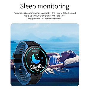 SYSMARTS Fitness Trackers,Health Sports Smart Watch with Heart Rate & Sleep Monitor,Calorie Step Counter,1.3" Touch Screen,IP68 Waterproof Pedometer Activity Trackers for Women Men (Dark Blue)