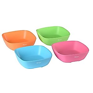 Bakerpan Silicone Toddler Square Feeding bowl, Set of 4 (Multi)
