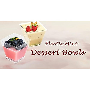 BEGA HOME Dessert Cups - 3oz 50 Cups - Great for Parfaits, Pudding, Yogurt, & Mini Treats - Small Clear Plastic Cups - Yogurt Parfait Cups