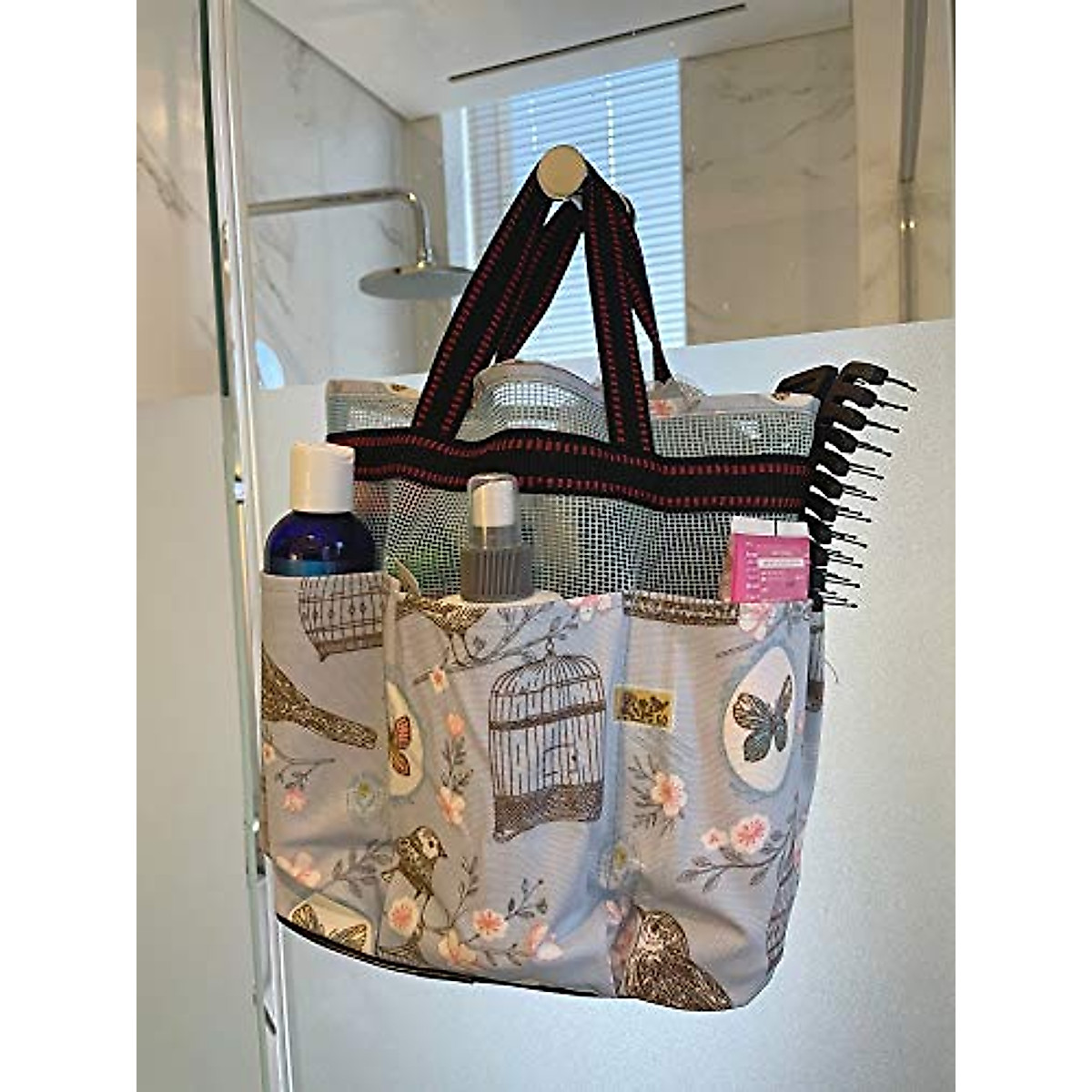 ROMYtendency Shower caddy, mesh shower tote bag, multi storage bath caddy with Shower ball set