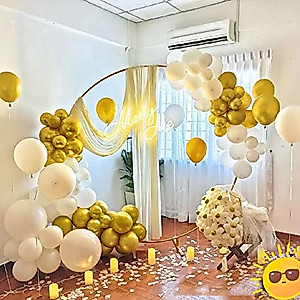 7ft Round Backdrop Stand,Iron Circle Wedding Arch,Flower Ring Arch Stand Circle for Valentine's Day,Wedding,Birthday,Christmas,Garden Decoration(7ft, Gold)