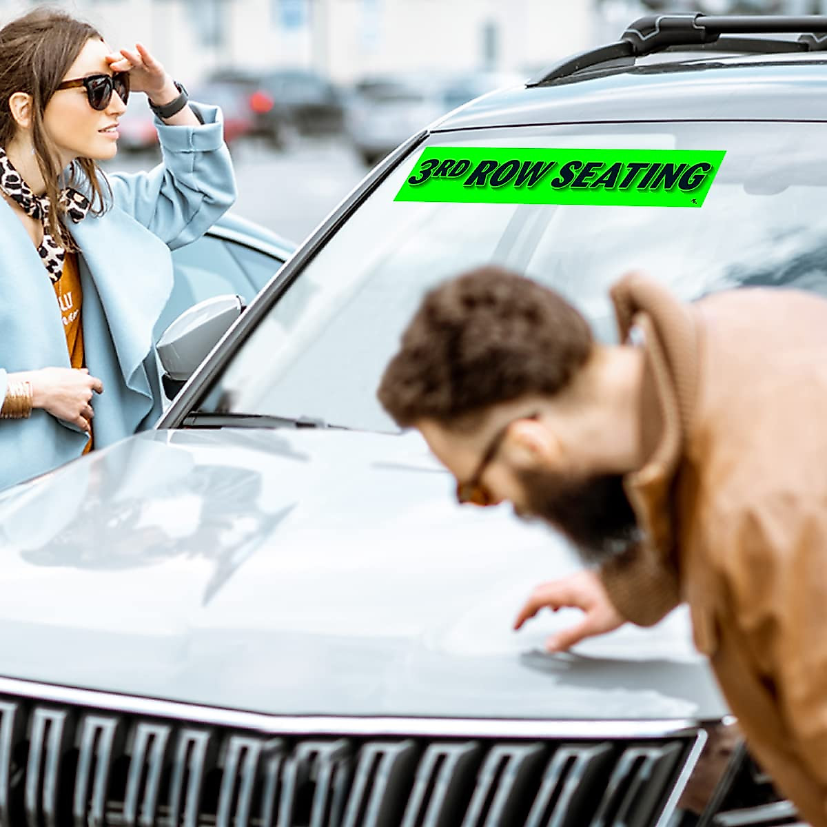 Versa Tags Windshield Slogan Stickers 12 Pack Each of Loaded, 3RD Row Seating, WE Finance, FINANCING Available, Warranty (60) Window Stickers Total Dealership Stickers Black On Green