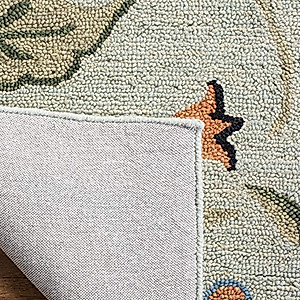 SAFAVIEH Blossom Collection 4' x 6' Sage / Multi BLM676A Handmade Premium Wool Area Rug