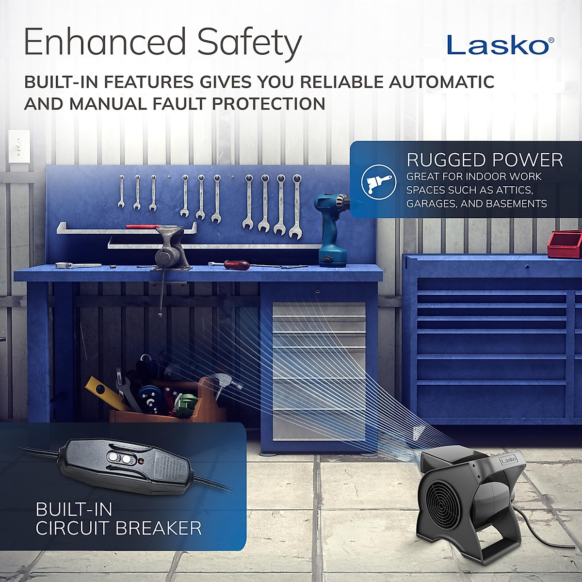 Lasko U12104 High Velocity Pro Pivoting Utility Fan for Cooling, Ventilating, Exhausting and Drying at Home, Job Site and Work Shop, Black 12104 12.2 x 9.6 x 12.3 inches