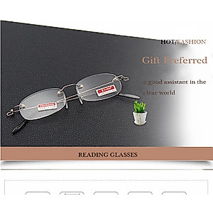 Viseng 2 Pairs Unisex Super Lightweight Rimless Quality Readers Ultra Thin Clear Lenses Frameless Reading Glasses +1.5