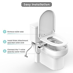Aresmata Bidet Attachment for Toilet Unique Dual Retractable Nozzles Badays for Toilets Seat, Non-Electric Self-Cleaning Fresh Water Sprayer, Adjustable Water Pressure Bidets for Existing Toilets