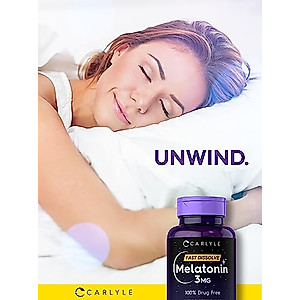 Carlyle Melatonin 3mg Fast Dissolve Tablets | 350 Count | Low Dose and Drug Free | Vegan, Non-GMO, Gluten Free