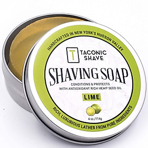 Taconic Shave Barbershop Quality Shaving Soap for Men & Women with Anti-Oxidant Rich Seed Oils – Moisturizing Shaving Soap for All Skin Types (Lime)