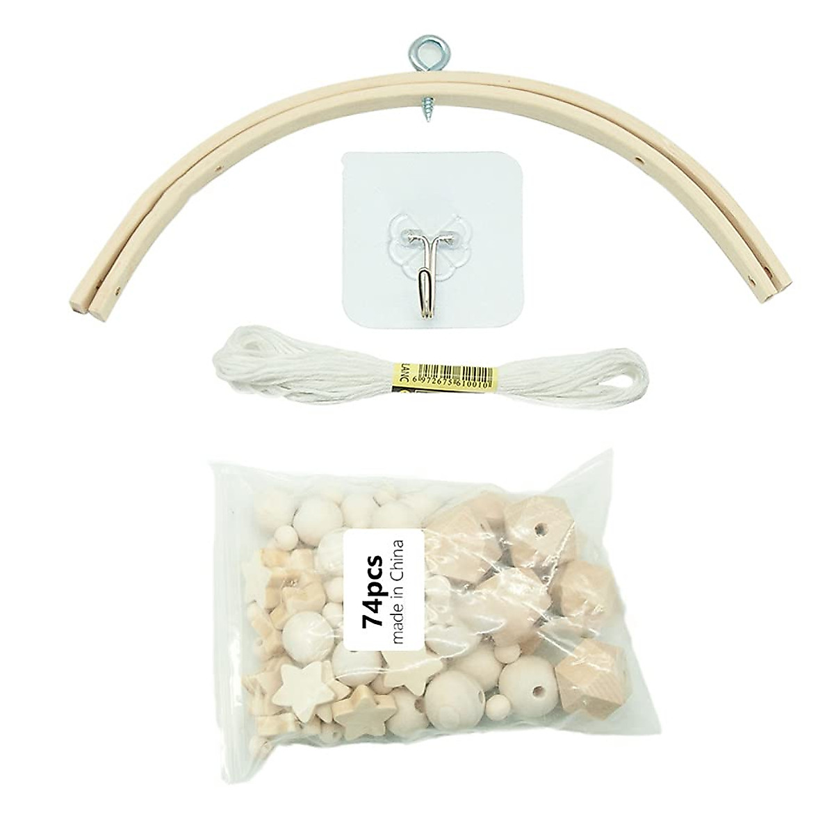 LOOGOOL DIY Baby Mobile Kit Natural Wood Bed Bell Wind Chime Baby Bedroom Ceiling Mobiles Toys Newborn Gift (Star)