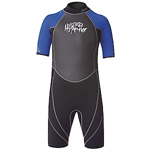 Hyperflex Access Unisex Child's 2mm Back Zip Shorty Wetsuit - Warm, Kid's Springsuit - 4-Way Stretch Neoprene - Adjustable Collar and Flat Lock Construction - 50+ UV SHIELD. Ages 2 thru 16