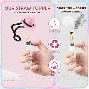 4 Pack Stanley Straw Cover for Stanley Cup 30 40 oz — Hamino Silicone Straw Toppers for Stanley Tumbler, Cowboy Hat Straw Covers Cap for Tumblers 10mm 0.4in Straw for Halloween Women Party Decor
