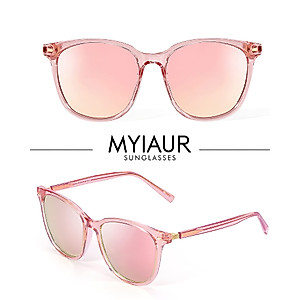 Myiaur Women's Polarized Sunglasses with Mirrored Lens & UV400 Protection - Trendy & Stylish Large Glasses