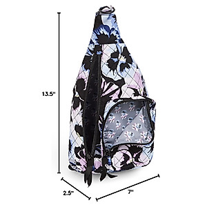 Vera Bradley womens Cotton Mini Sling Backpack Bookbag, Plum Pansies - Recycled Cotton, One Size US