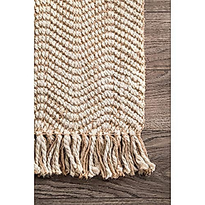 nuLOOM Wavy Chevron Jute Area Rug, 5 ft x 8 ft, Natural