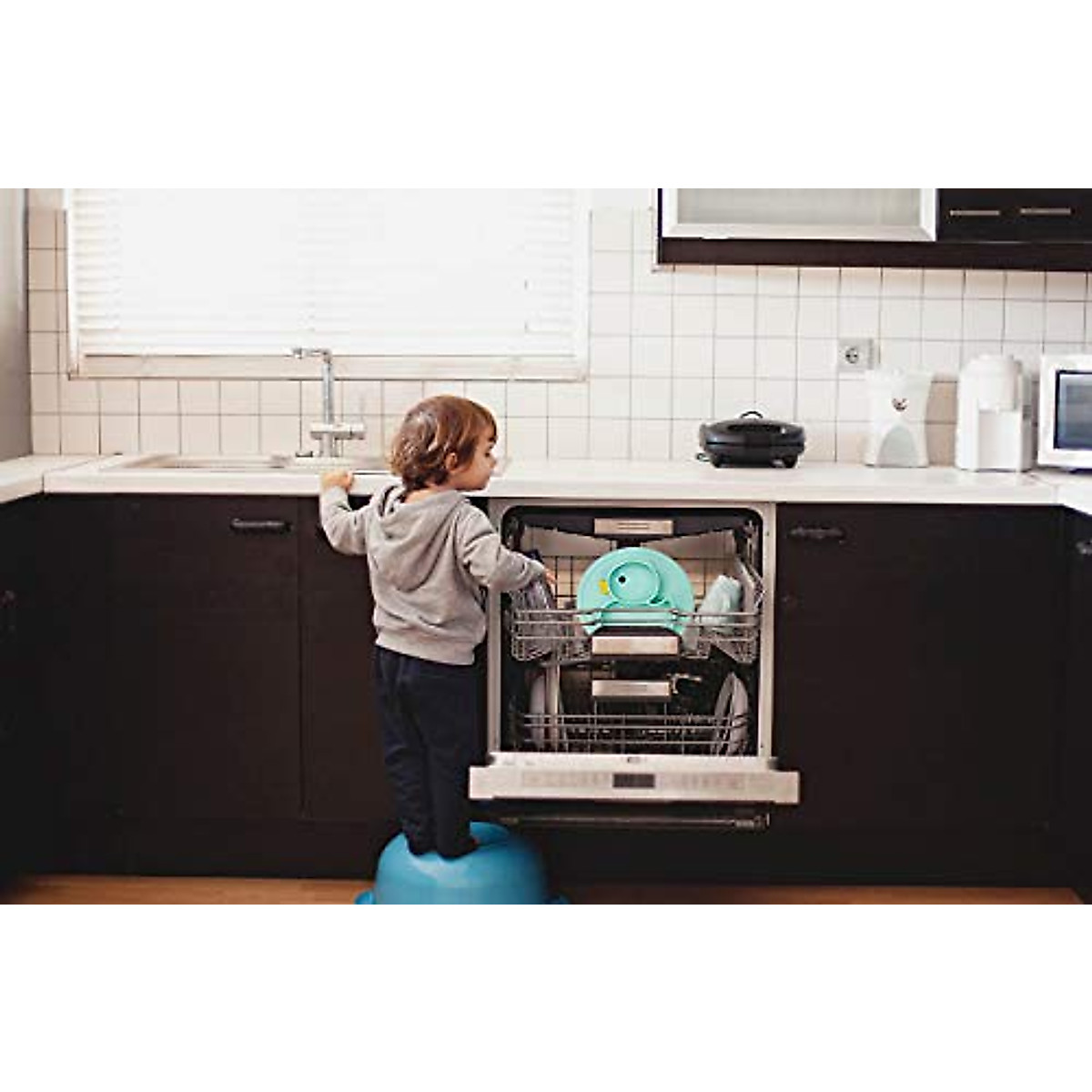 Baby Divided Plate Silicone 2 Set- Portable Non Slip Child Feeding Plate for Children Babies and Kids BPA Free Baby Dinner Plate Microwave Dishwasher Safe