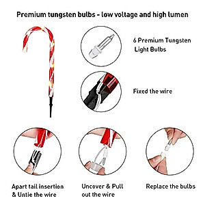 walsport Christmas Candy Cane Pathway Lights Markers Holiday Walkway Lights Outdoor Ornaments Garden Stakes Set of 12 for Yard Lawn Xmas Outside Decorations