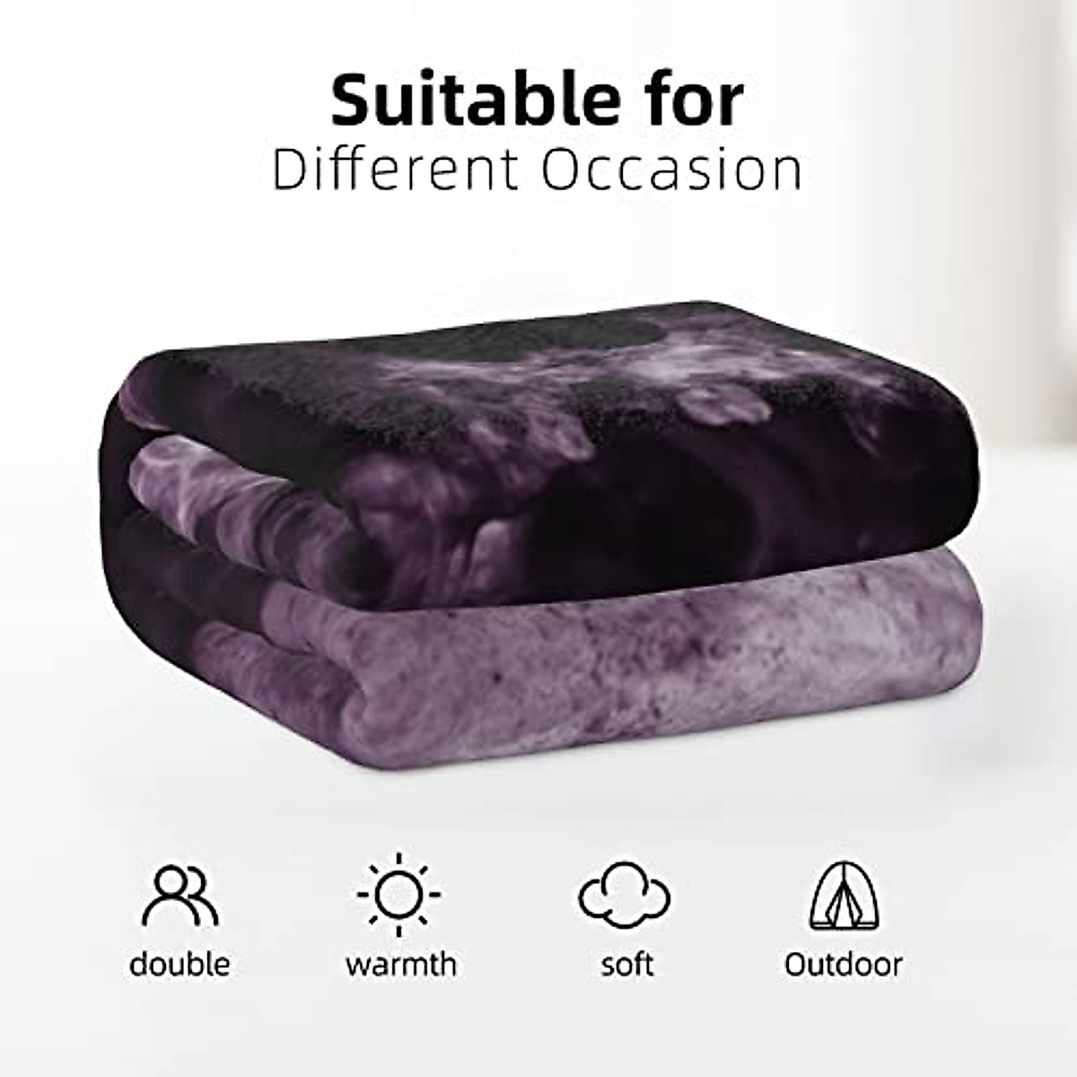 Purple Skull Soft Throw Blanket All Season Microplush Thick Warm Blankets Tufted Fuzzy Flannel Throws Blanket for Bed Sofa Couch 80"x60"