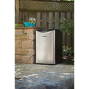 Danby DAR044A6BSLDBO 4.4 Cu.Ft. Outdoor Mini Fridge, IPX4-Rated Stainless Steel Look All Refrigerator for Patio, Cabana, Pool Bar, E-Star Rated, Spotless Steel