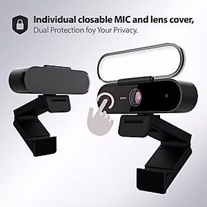 ZECHIN Studio 5-in-1 Full HD 1080P Webcam with Light, Microphone & Speakers, Computer Camera with Fill Light & Privacy Protection, Web Cam Supports Clear Stereo Audio, HD Light Correction