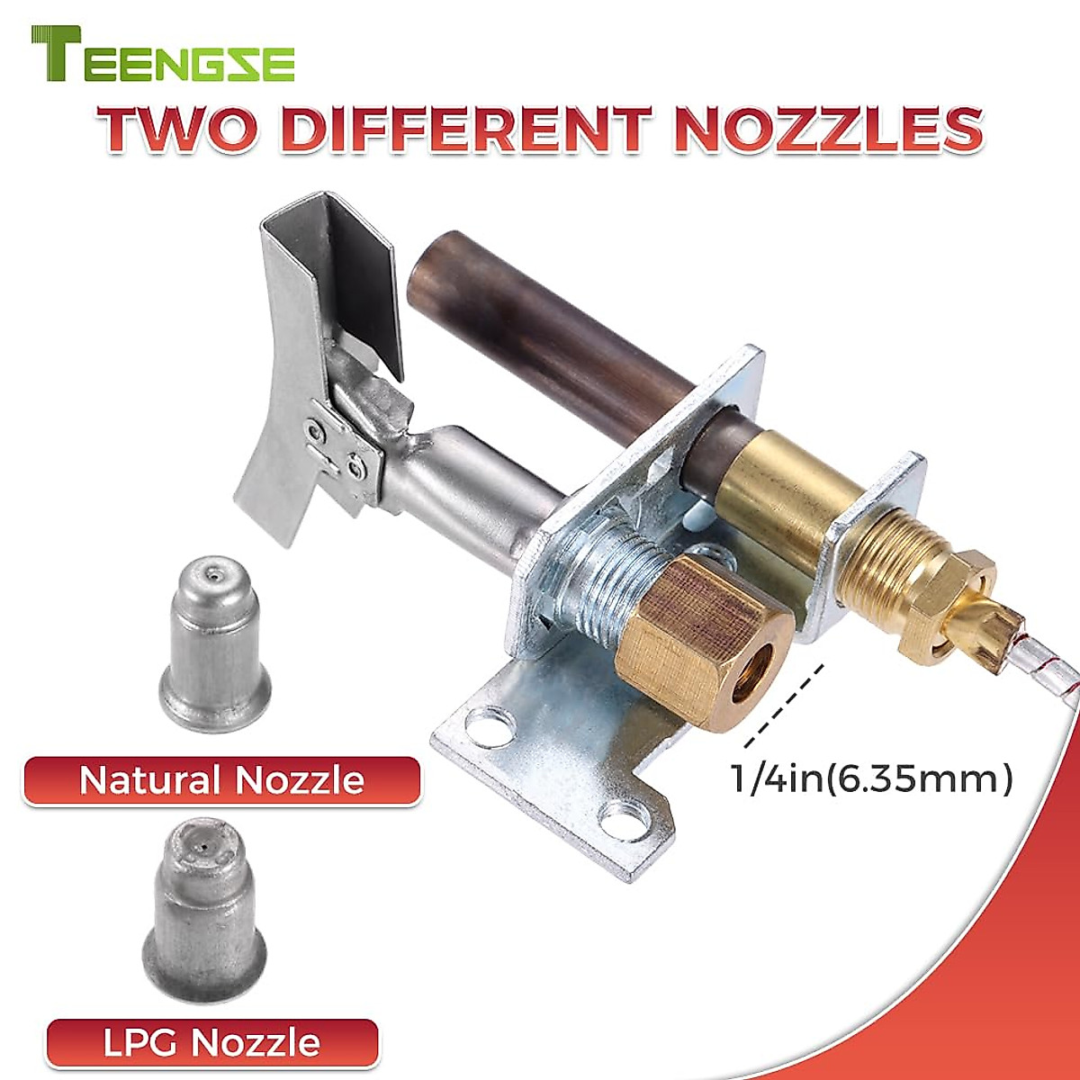 TEENGSE Pilot Burner 750 Millivolt Thermopile Assembly, Natural Gas & Propane Gas Pilot Orifice, Compatible with Cecilware Fryer Imperial Fryer Series