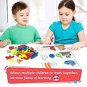 KMUYSL See & Spell Learning Educational Toys and Gift for 2 3 4 5 6 Years Old Boys and Girls - 80Pcs of CVC Word Builders, Alphabet Colors Recognition Game for Preschool Kindergarten Kids