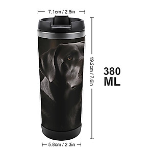 Black Labrador Travel Coffee Mug Stainless Steel Water Bottles Insulated Water Bottle Travel Mug Insulated Tumblers Travel Coffee Tumbler 12 Oz Coffee Tumbler Travel Cup