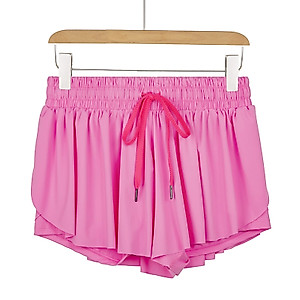 Clothes for Teen Girls Flowy Shorts Gym Yoga Athletic Workout Running Active Track Wear Womens Sweat Spandex Cute Skort Skirt Trendy Aesthetic Clothes Summer Stuff(Xs,Hot Pink)