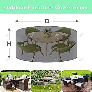 QIAOH Round Patio Table Cover Waterproof 90x40in, Uv-Protection, Outdoor Garden Furniture Rain Cover, Round Patio Table Cover, Outdoor Furniture Covers, Heavy Duty Garden Furniture Cover