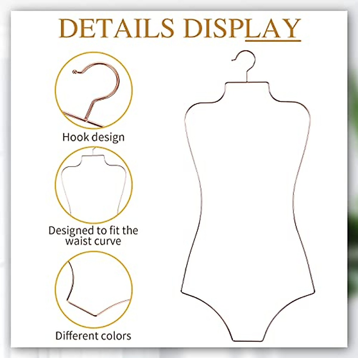 10 Pack Gold Bikini Hanger Body Shape Lingerie Hangers Rose Gold Wire Body Shape Metal Display Swimsuit Hanger for Boutique Closet Clothes Dress Bathing Suit Form