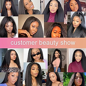Tahikie Kinky Straight Human Hair Clip in Extensions 120g Full Head Clip ins for Women 100% Unprocessed Brazilian Virgin Human Hair Yaki Straight Clip ins Remy Hair Natural Black 8Pcs 18Clips 16inch