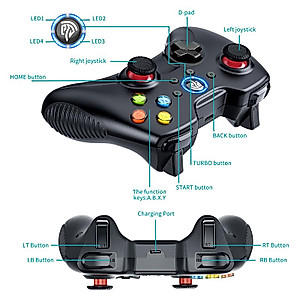 EasySMX Wireless Controller Compatible with PC/Laptop Windows 7-12, PS3, Android Mobile/TV BOX, Switch, Steam Deck/Steam, Dual-Vibrate Gamepad Joysticks with Turbo, Plug and Play - Black