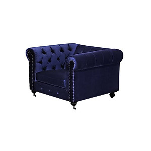 American Home Classic Claire 15" 1 Seat Velvet Upholstered Sofa in Navy