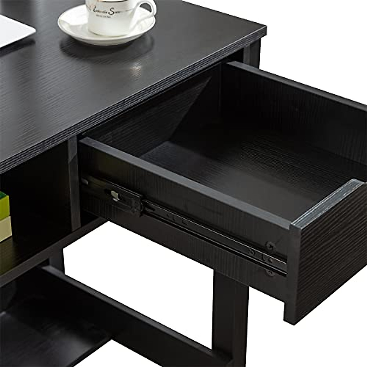 DOSLEEPS Computer Desk with Drawers - Office Desk, 32 inch Writing Desk with Storage Shelves, Vanity Small Desk, Console Table for Living Room, Bedroom, Black.